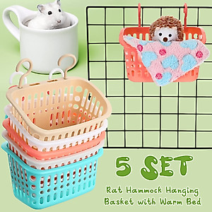 Geetery 5 Set Rat Hammock for Cage Chew Proof Rat Toys Warm Bed, Small Animal Hanging Basket Ferret Cage Accessories and Habitats Removable Nest Mat for Hamster, Sugar Glider, Hedgehog(Heart)
