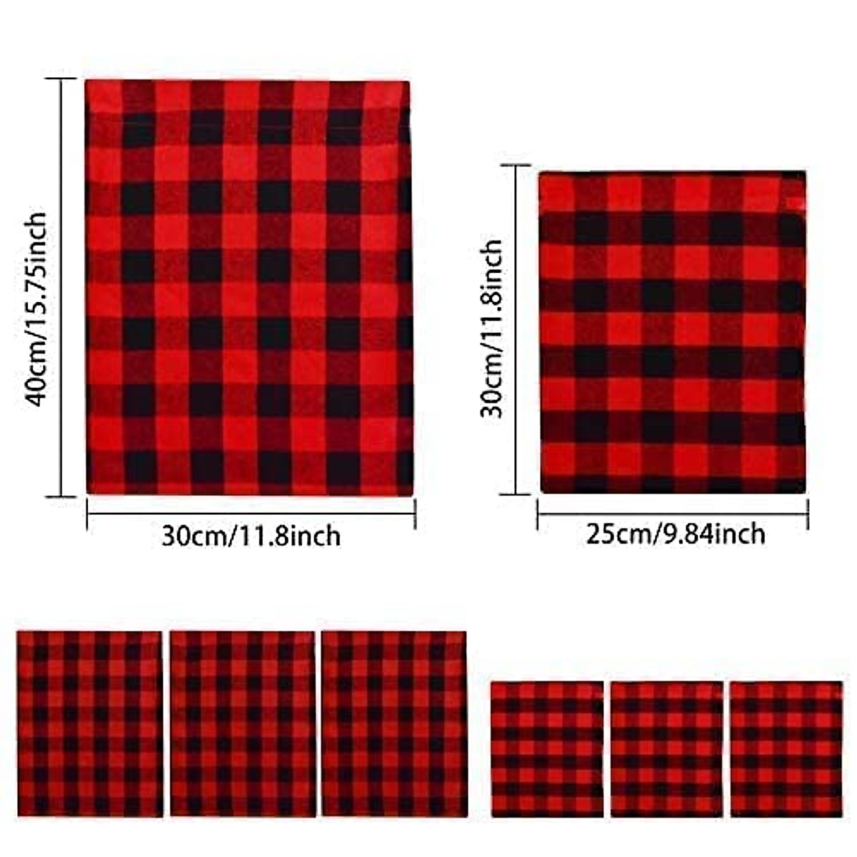 Halatool 8 Pack Red Buffalo Plaid Christmas Bags with Ribbon Durable Drawstring Bag Storage Sack for Xmas Tree Accessories Candy Presents Wrapping Supplies