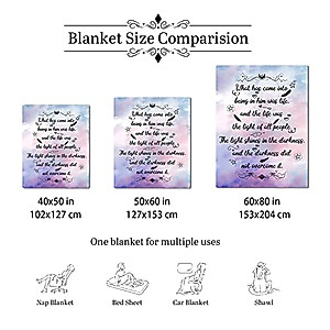 JDKWAY Bible Verse Throw Blanket for Couch Sofa Bed Warm Fuzzy Flannel Blanket for Baby Lightweight Soft Cozy Microfiber Blankets Christian Gifts for Women Friends (Pink Purple, 40''x 50'')