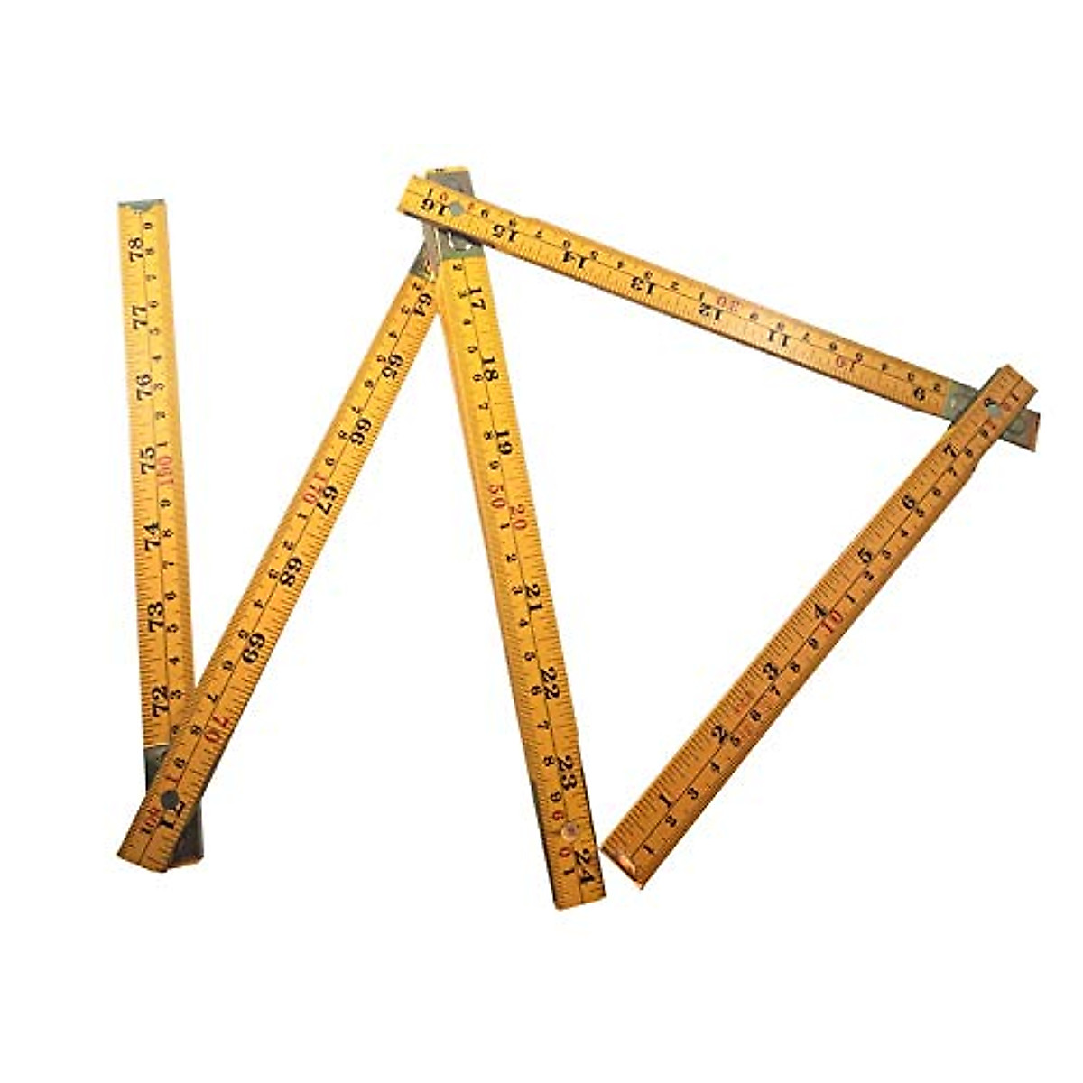 Binzer Folding Wooden Stick Ruler, Inch & Metric (6-foot-6-inch/2-Meter When Straight), Carpenters/General Use