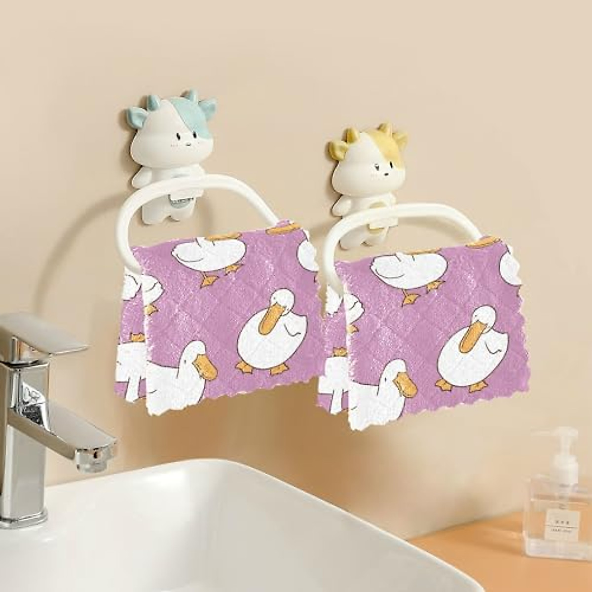 FRODOTGV Hand Drawn Cartoon Duck Car Cleaning Cloth Door Tea Towels Kitchen Printed Terry Dish Cloths for Kitchen Kitchen Hand Towels Coffee