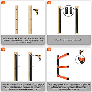 Wallmaster Lumber Storage Metal Rack, Lumber Organizer Wall Mount Wood Rack Organizer 3-Level Wood Storage System, 2 Pack