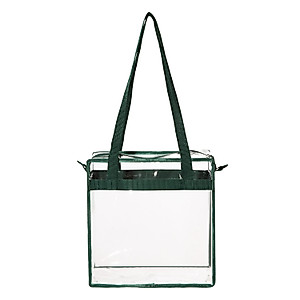 BAGAIL Clear bags Stadium Approved Clear Tote Bag with Zipper Closure Crossbody Messenger Shoulder Bag with Adjustable Strap(12 Inch X 12 Inch X 6 Inch,Green)