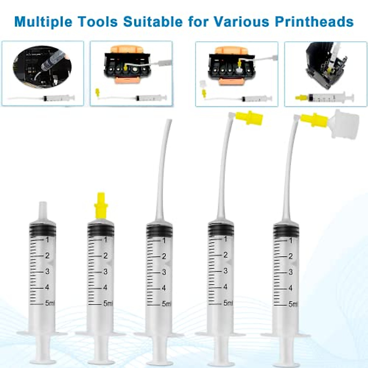 Printhead Cleaning Kit 100ml, Printer Cleaning Kit for Epson Ecotank Printer, Printer Cleaner Kit for HP Printhead, Inkjet Printer Head Cleaning Kit for Canon Brother Lexmark Print Head Liquid Nozzles