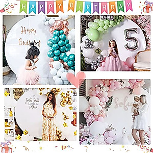 White Round Backdrop 6.5x6.5ft Polyester White Circle Backdrop Cover for Wedding Birthday Parties Baby Shower Photography Background