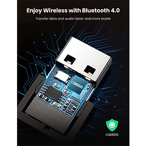 UGREEN USB Bluetooth 4.0 Adapter Nano USB Wireless Dongle Plug and Play for Win 10 8 Support Win 7 Vista Laptop Desktop to Bluetooth Headphone Speaker Keyboard Mouse Game Controller