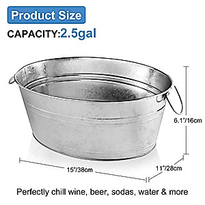 HOMKULA Ice Buckets for Parties - Galvanized Beverage Tub, Beer Buckets for Bars, Large Wine Ice Buckets, Drink Buckets, 2 Pack x 2.5 Gallons