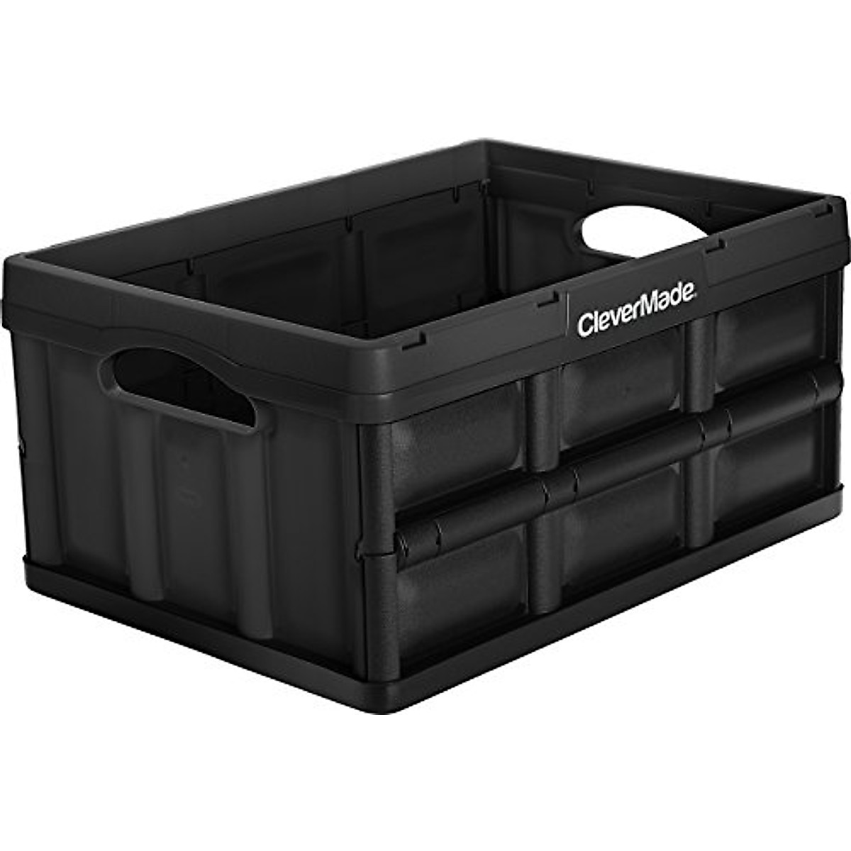 CleverMade - 8034119-21843PK 62L Collapsible Storage Bins with Lids, 3 Pack, Neptune Blue & 32L Collapsible Storage Bins - Durable Plastic Folding Utility Crates, Black, 3 Pack