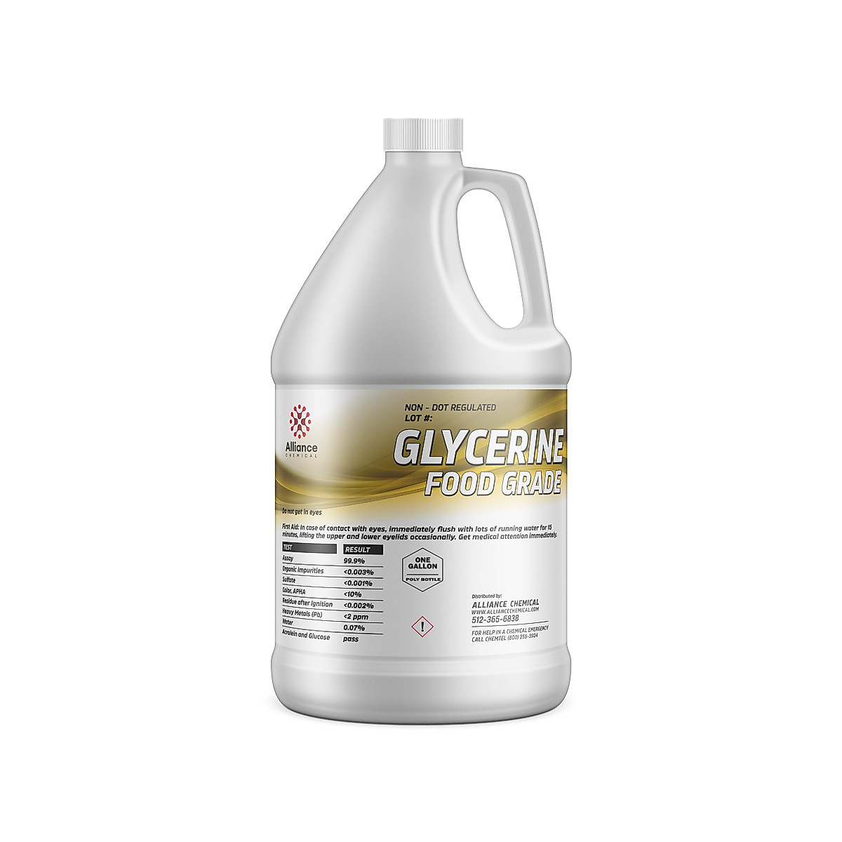 Alliance Chemical Glycerin USP - Skin Moisturizer & Humectant - 1 Gallon - Food Grade - Pharmaceutical Grade - USA Made