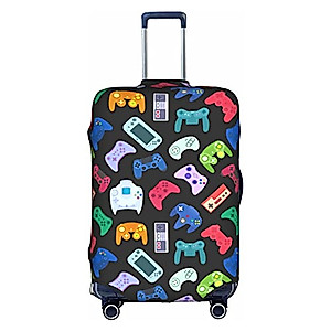 Teery-YY Video Game Weapon Controller Black White Travel Luggage Cover Baggage Suitcase Protector Fits 18-32 Inch with Zipper Dustproof Washable Elastic for Teen Boys Girls Men Women