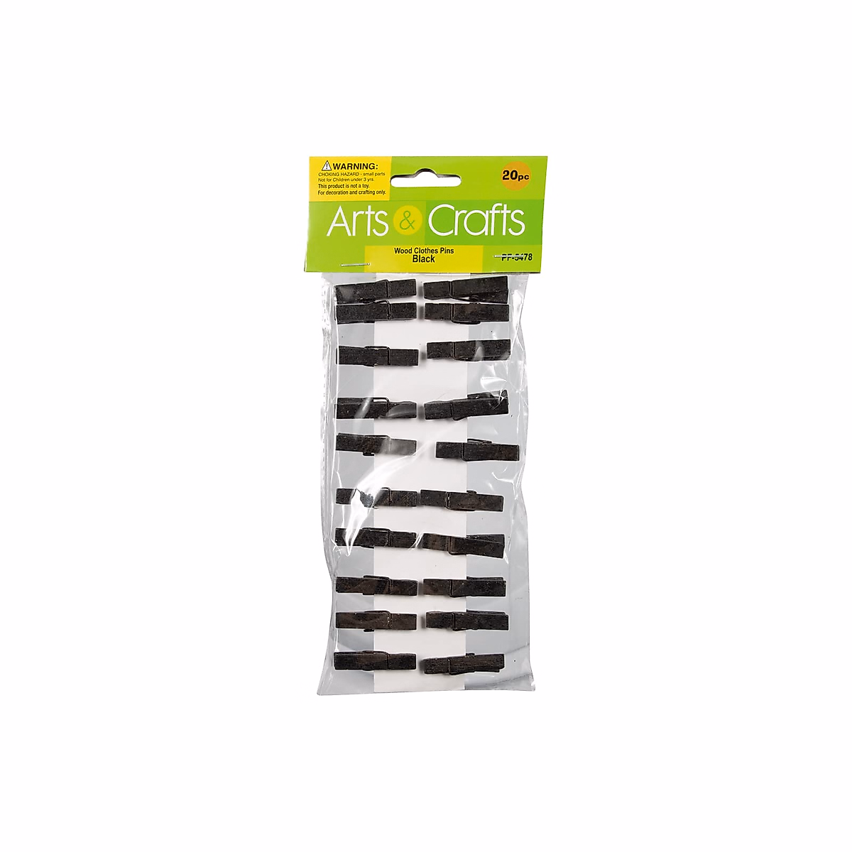 JAM PAPER Wood Clip Clothespins - Standard - 1 3/8 Inch - Black - 20 Clothes Pins/Pack