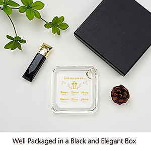 ERWEI Ring Dish with Bible Verse Prayers Christian Gifts for Women Inspirational Gifts for Her Crystal Jewelry Tray God Says You Are Trinket Dish Religious Gifts for Mother Sister Friends