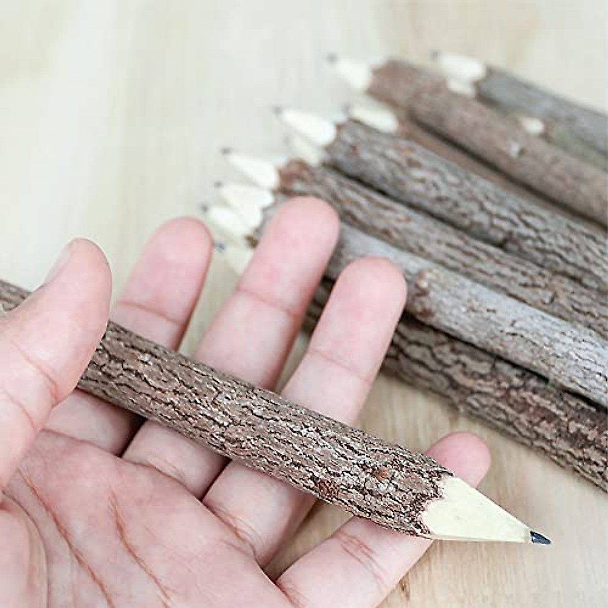 BSIRI Pencil Wood Favors of Graphite Wooden Tree Rustic Twig Pencils Unique Birch of 12 Camping Lumberjack Decorations Party Supplies Novelty Gifts as a Natural Pencil Gifts for Kids in Classroom