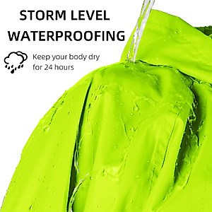 Coralrain Long Hooded Raincoat Safety Waterproof Emergency Rain Jacket Poncho for Men Women Adults