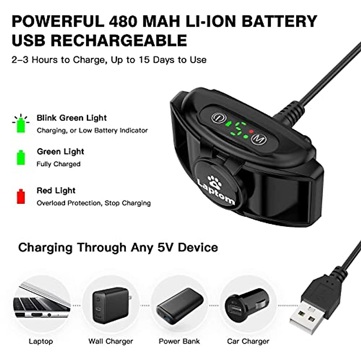 Laptom Pro 2 Pack Smart Dog Bark Collar - 5 Adjustable Sensitivity/Vibration&Sound/Rechargeable/IPX7 Waterproof - No Shock Bark Control Training Collar for Small Medium Large Dog (V1)