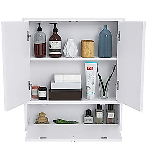 Tangkula Bathroom Mirror Cabinet, Wall Mounted Medicine Cabinet with Mirror Doors & Adjustable Shelf, Mirrored Bathroom Storage Cabinet, Bathroom Wall Cabinet, 21.5 x 5.5 x 24.5 Inches, White