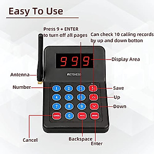Retekess T119 Restaurant Pager,Pagers for Restaurants,Check Call Records,Max 999 Beepers,2 Charging Ways,10 Pagers for Church,Hospital,Food Truck,Clinic