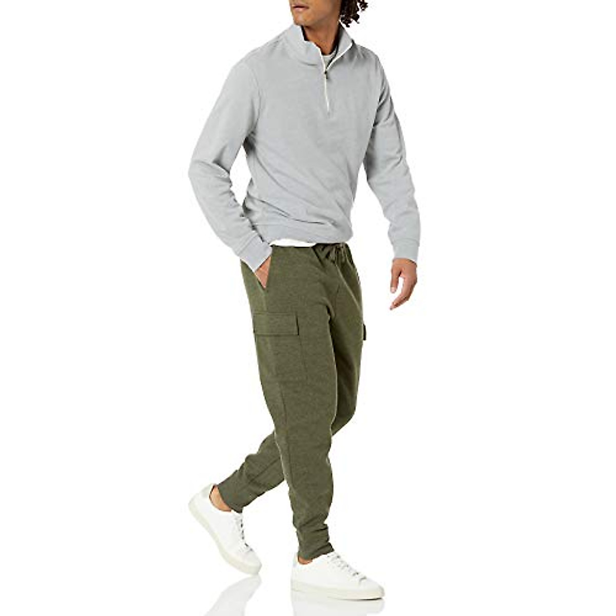 Amazon Essentials Cargo Sweatpants for Men - Fleece Jogger, Olive Heather, Medium
