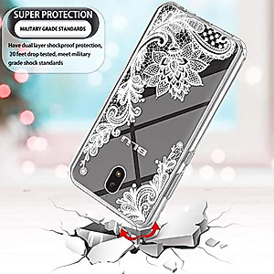 YJROP (3-Pack) for BLU View 2 Case, for BLU View 2 B130DL Case, Soft Clear TPU [Scratch-Resistant] Drop Silicone Bumper Protection Shockproof Phone Case Cover for BLU View 2 B130dl,Flower