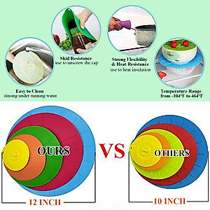 Adpartner Silicone Microwave Cover, 5 Pack Heat Resistant Silicone Lids Reusable Silicone Covers for Food Storage, BPA-Free Silicone Cooking Covers Food Suction Lids fits Bowls Cups Plates Pots Pans