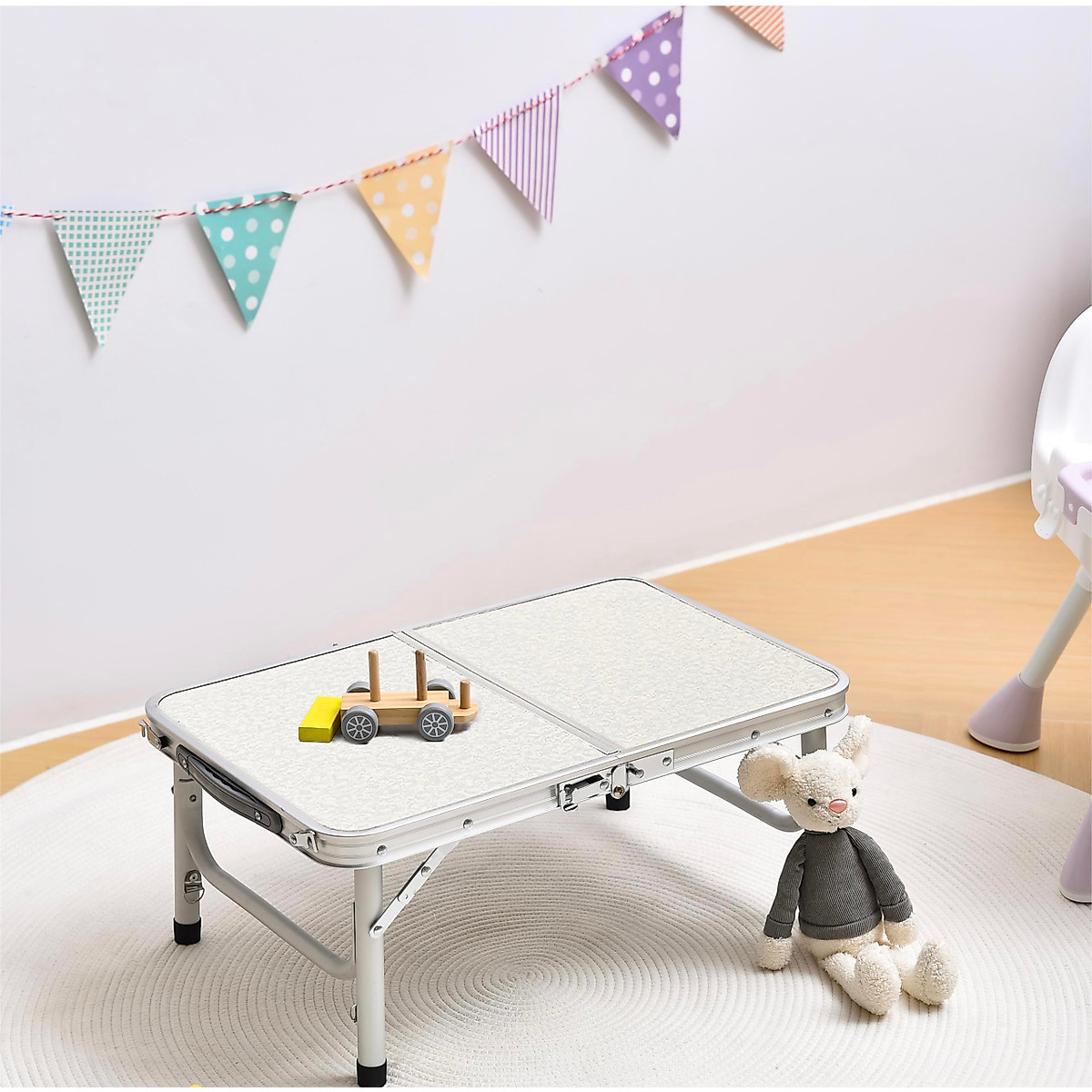 YihuiKo Adjustable Height Camping Table with Mesh Layer, 23.6" x 15.7" Portable Folding Camp Tables with Aluminum Legs for Outdoor Camp, Picnic, Beach, Backyard, Tailgate Cooking, 3 Heights…