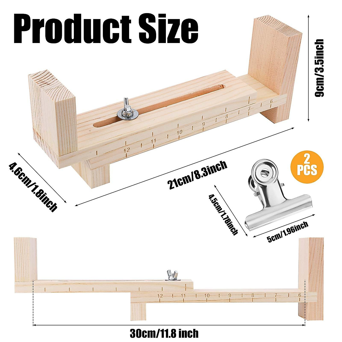 NQEUEPN Wood Bracelet Jig, Adjustable Wood Jig Bracelet Maker with 2 Metal Clips DIY U Shape Clear Scale Bracelet Jig for DIY Craft Hand Bracelet Knitting Tool (Basic Style)