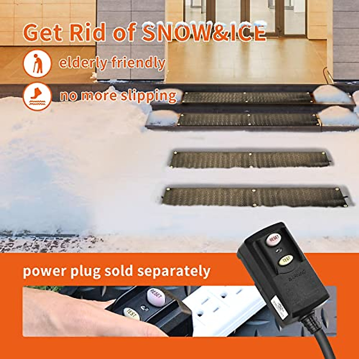 AUTOMATTERS Snow Melting Mats, Anti-Slipping Heated Outdoor Mat, Elderly Friendly Heating Sidewalk Mat, for Front Step, Concrete Walkway and North-Facing Sidewalk, 20inch*60inch