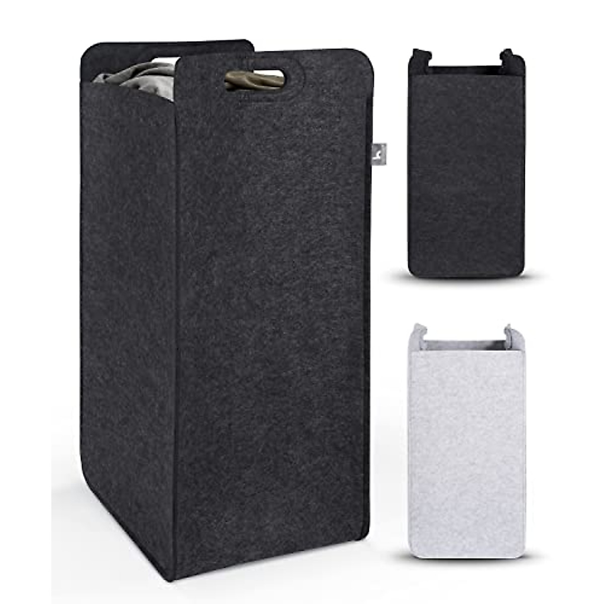 Hennez Collapsible Laundry Hamper Felt 70L - Lightweight Foldable Laundry Bin - Dirty Clothes Hamper - Tall Basket - Laundry Baskets with Handles - Pop Up Laundry Hamper - Felt Basket - Kids Hampers