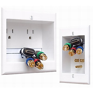 PowerBridge TWO-PRO-6 Dual Power Outlet Professional Grade Recessed In-Wall Cable Management System for Wall-Mounted Flat Screen LED, LCD, and Plasma TV’s