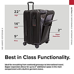 TUMI Alpha 3 International Expandable 4-Wheeled Carry-On - Weekend and Internation Travel Luggage - Black