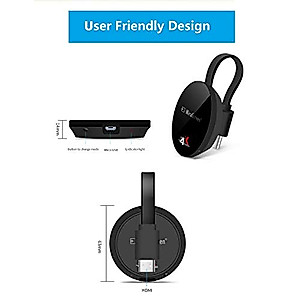 SmartSee Miracast Wireless Display Receiver 1080P HDMI WiFi Media Streamer Adapter Support Chromecast YouTube Netflix Hulu Plus Airplay DLNA TV Stick for Android/Mac/iOS/Windows (2.4G + Google Home)