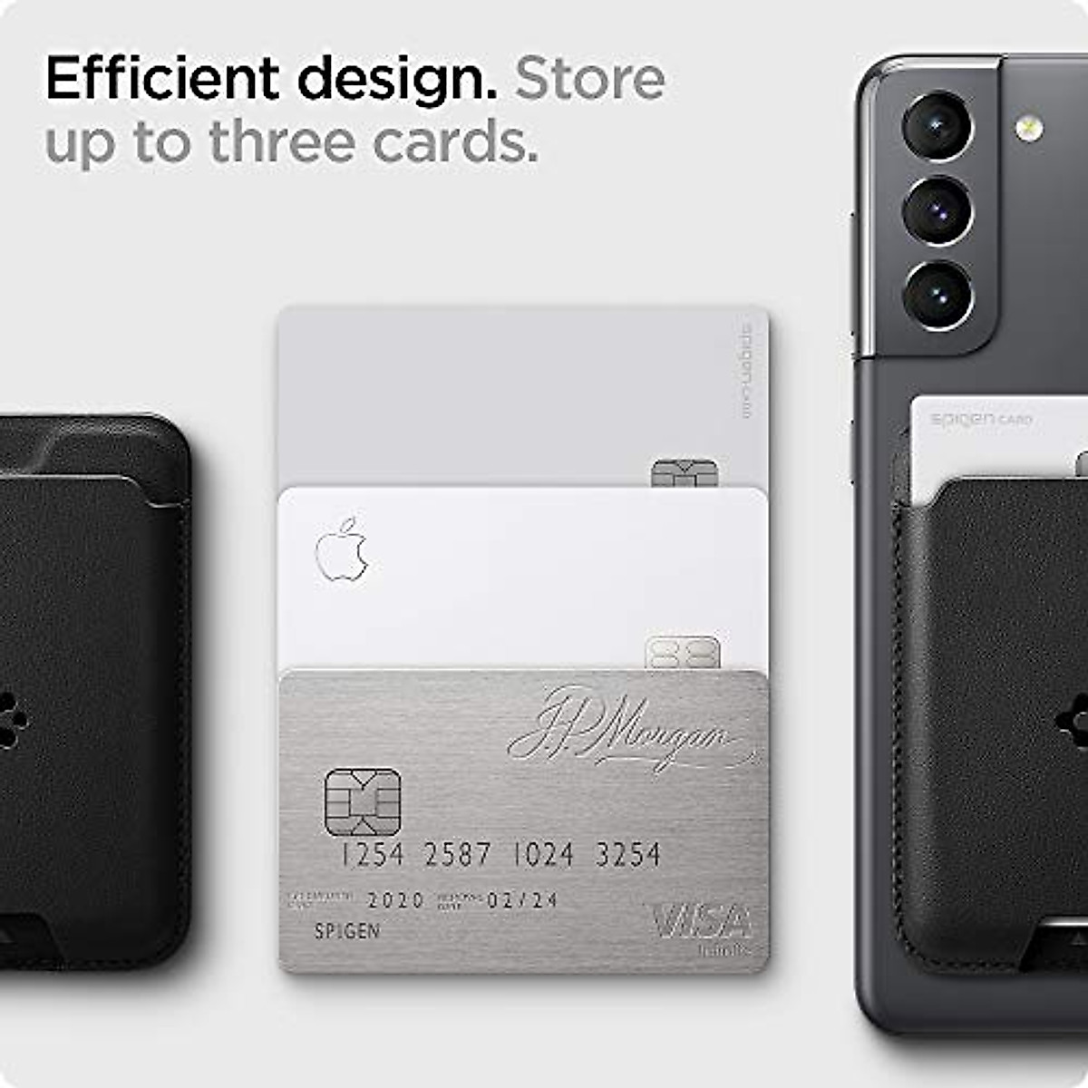 Spigen Valentinus Phone Card Holder for Back of Phone, Stick on Phone Wallet, Credit Card Wallet with 3M Sticker Designed for iPhone, Samsung Galaxy, Android, All Smartphones - Black