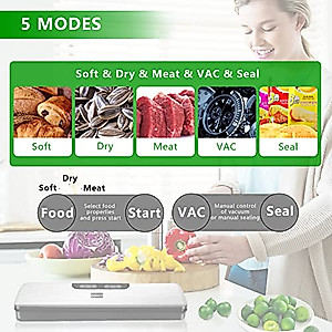 Vacuum Sealer Machine, GHVACZS Lightweight Food Vacuum Sealer Compact Machine for Food Preservation, Automatic Food Sealer Saver Vacuum Machine Easy to Use, Clean and Storage for Home Kitchen (GHVACZS Silver)