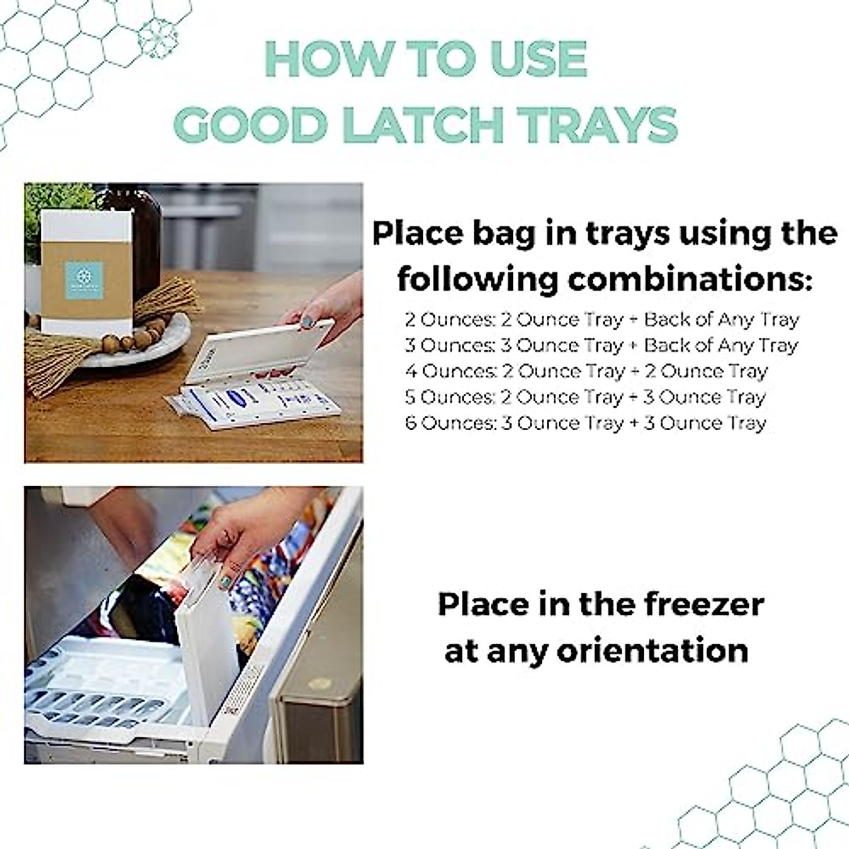 Magnetic Freeze Flat Trays for Breastmilk - Breastpump Accessory to Freeze Breast Milk Storage Bags Flat - (for Lansinoh, Up&Up, and Avent, 3oz Tray Set (3 or 6oz))