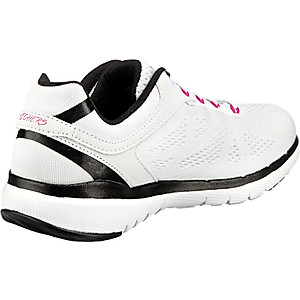 Skechers Flex Appeal 3.0 - Steady Womens Sneaker, White/Black/Hot Pink, 7.5