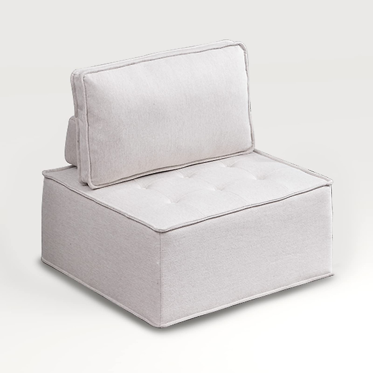 ZAFLY Single Couch, Single Seat Sofa, Armless Floor Sofa with Movable Back Cushion, Small Couch Modern Style Sofa & Couch for Living Room Bedroom, 1PCS (Beige)