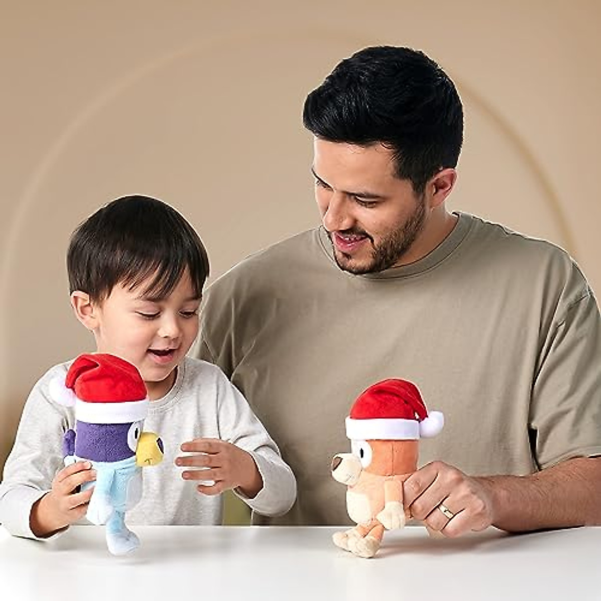 Bluey 7-8" Plush Soft Toy Bundle Includes Festive and Bingo Christmas Holidays Season Plush with Santa Hats