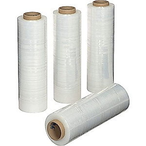 18" Stretch Film/Wrap 1500 feet 7 Layers 80 Gauge Industrial Strength up to 300% Stretch Clear Cling Durable Adhering Packing Moving Packaging Heavy Duty Shrink Film, Thick Plastic Packing Wrap– Clear 4 Pack