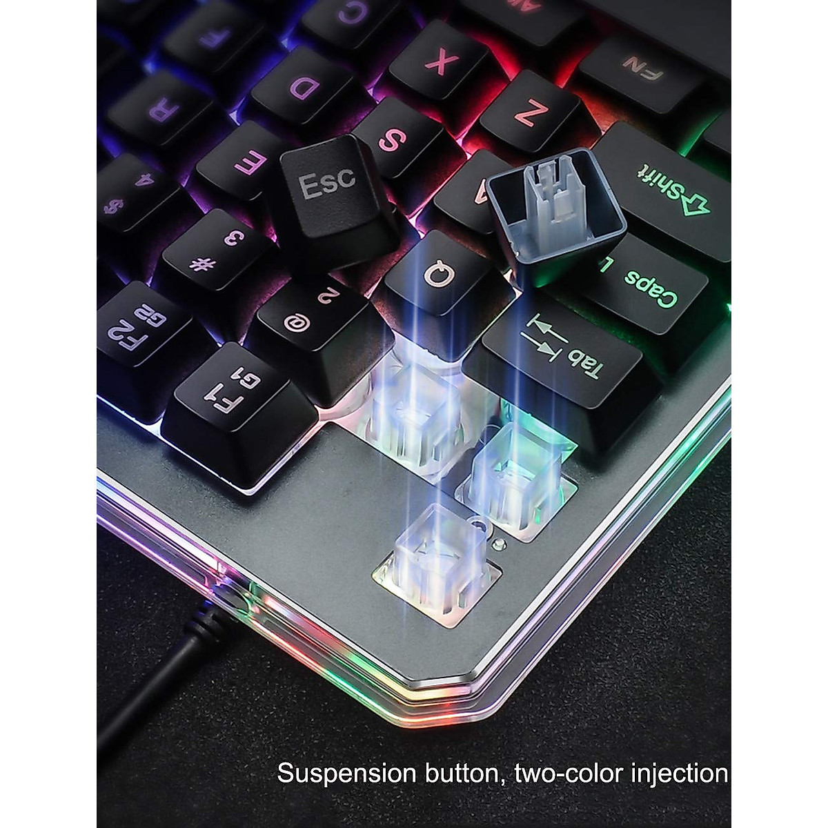 HiGOGO G40 Wired 35 Keys One-Handed Gaming Keypad Rainbow LED Backlight with Large Wrist Pad Membrane Keyboard (Sliver)