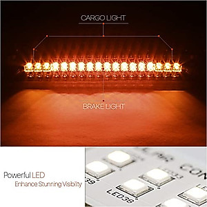 IMESUN Red Rear LED Third[3rd] Brake Cargo Functioned ABS Plastic (Housing / Polycarbonate (Lens MT1-DRDEL8801CLB3