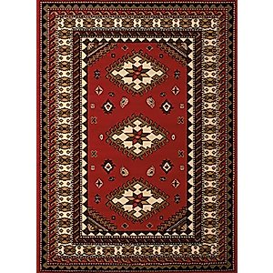 United Weavers Dallas Tres Runner Rug - Red, 5x8, Southwestern Indoor Area Rug with Bordered Pattern, Jute Backing