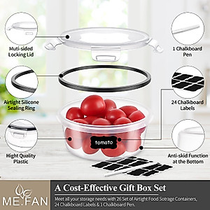 52 PCS Food Storage Containers with Lids By ME.FAN, Airtight Plastic Food Containers for Pantry & Kitchen Storage Organization(26 Containers + 26 Lids) Lunch Containers, Meal Prep containers with Labels & Marker