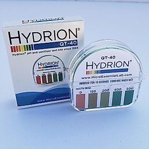 Micro Essential Labs Hydrion QT-40 Quaternary Sanitizer Test Tape 15 feet Roll Quat Color Chart 0-500 ppm Range New
