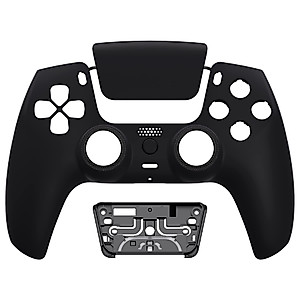 eXtremeRate Luna Redesigned Black Front Shell Touchpad Compatible with ps5 Controller BDM-010 020 BDM-030 040 050, DIY Replacement Faceplate Custom Touch Pad Cover Compatible with ps5 Controller