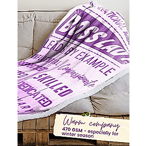 Boss Lady Gifts from Employees, Flannel Plush Blankets (50"x 60") Gift for Women on Boss Day, Birthday, Christmas, Retirement, Fuzzy Soft Bed Flannel Blankets-Difference Maker(Thick Version)