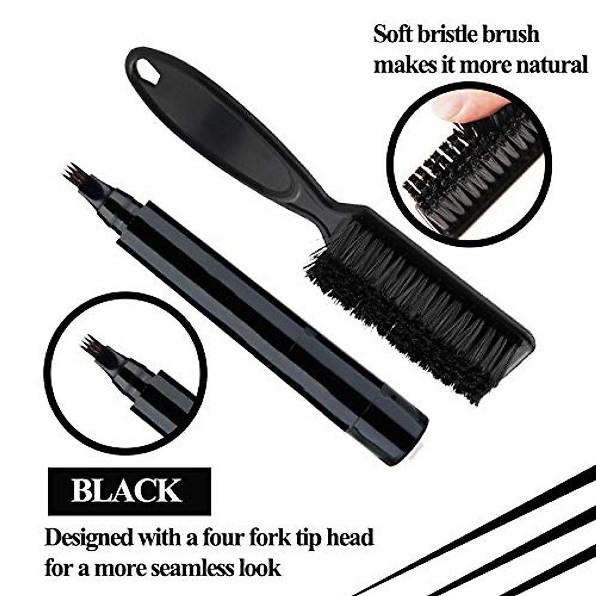 HATIKY Beard Pencil Filler For Men,Water Proof, Long Lasting Beard Pen,Barber Pencil and Beard Brush Male Mustache Repair Shape, Creates Natural Looking Beard, Moustache & Eyebrows (Black)