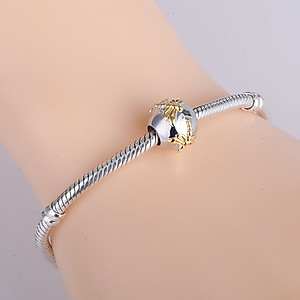 PAIYUAN Gold Plated Dragonfly Charms Authentic 925 Sterling Silver Insect Round Charm for European Bracelet