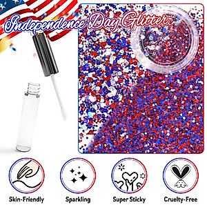 Laza Independence Day Body Glitter, 2 Jars Red Blue White Chunky Sequins with Glue Women Eyeshadow 4th of July Face Paint Festival Rave Outfit Hair Accessories Party Costumes – Circus Carnival