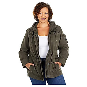 Levi's Women's Cotton Four Pocket Hooded Field Jacket, Army Green, L