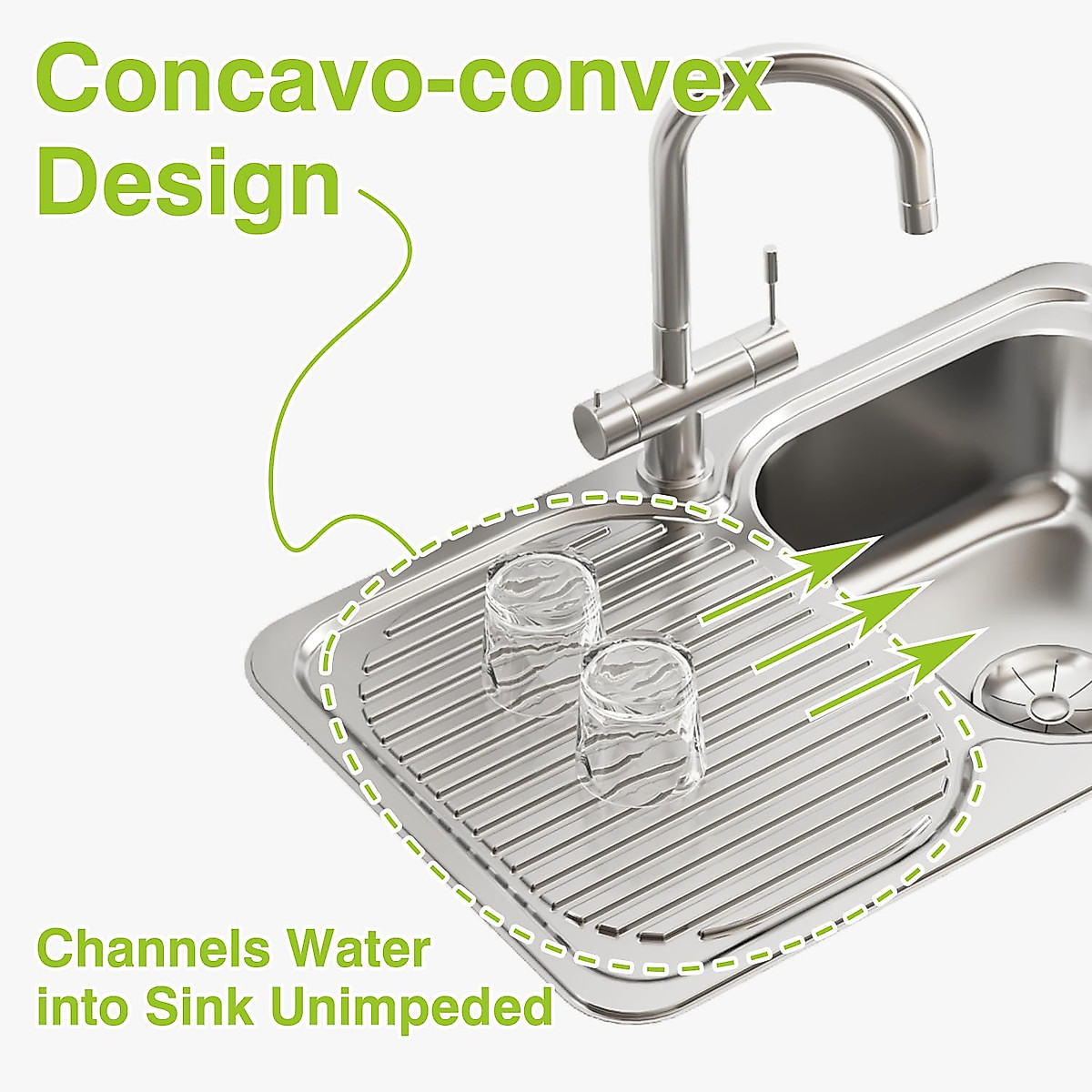 Naiture Drop-In Kitchen Sink, Rectangular Single Bowl Top Mount Sink, 21-Gauge 304 Stainless Steel, 32"L with Left Drainboard and Single Faucet Hole